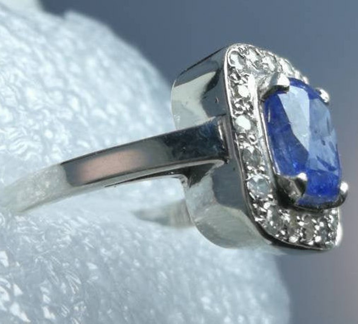 Kashmir Blue Light Royal Natural Sapphire Ring Diamond Halo - Etsy
