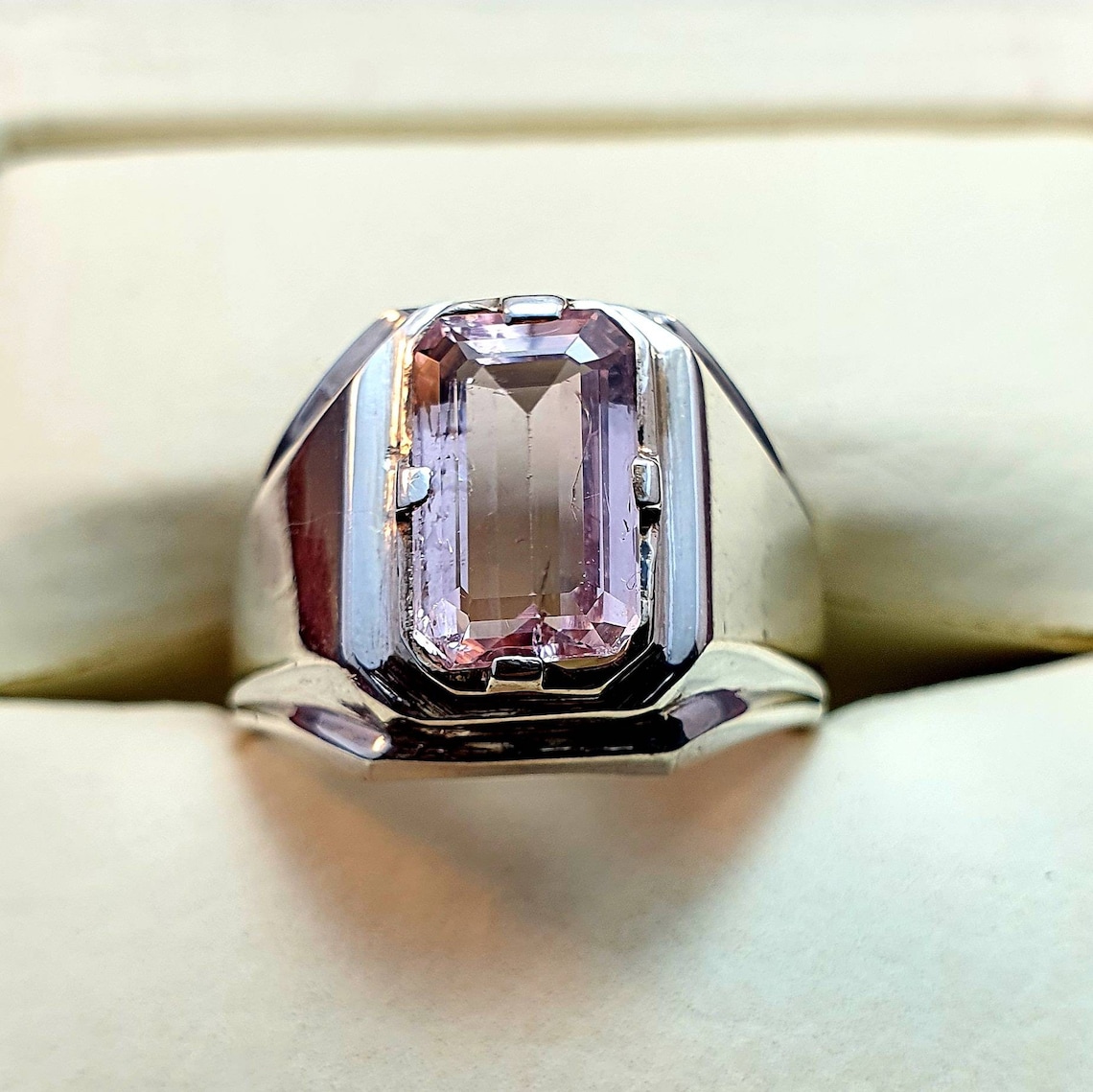 Emerald cut pink imperial topaz ring | Etsy
