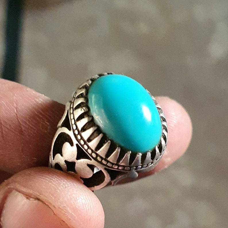 Natural Sky Blue Clean Feroza Round Turquoise Ring Best - Etsy