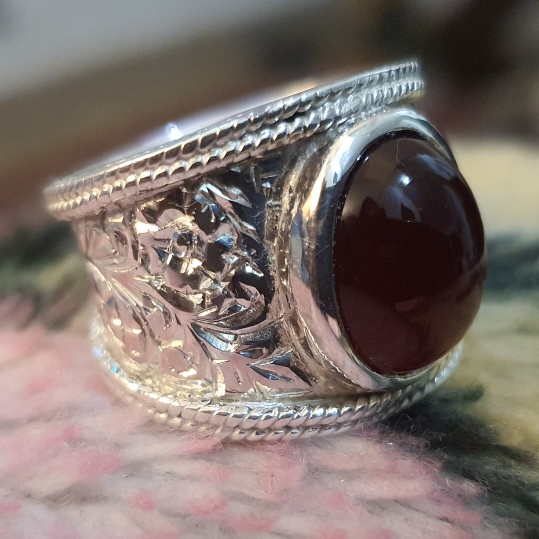 Blood Red Aqeeq/agate Akik Yamni Yamani Yemeni Ring Sterling Silver ...