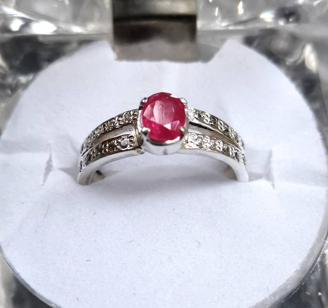 Natural Red Ruby Ring for Women Ladies Girls 14k White Gold - Etsy
