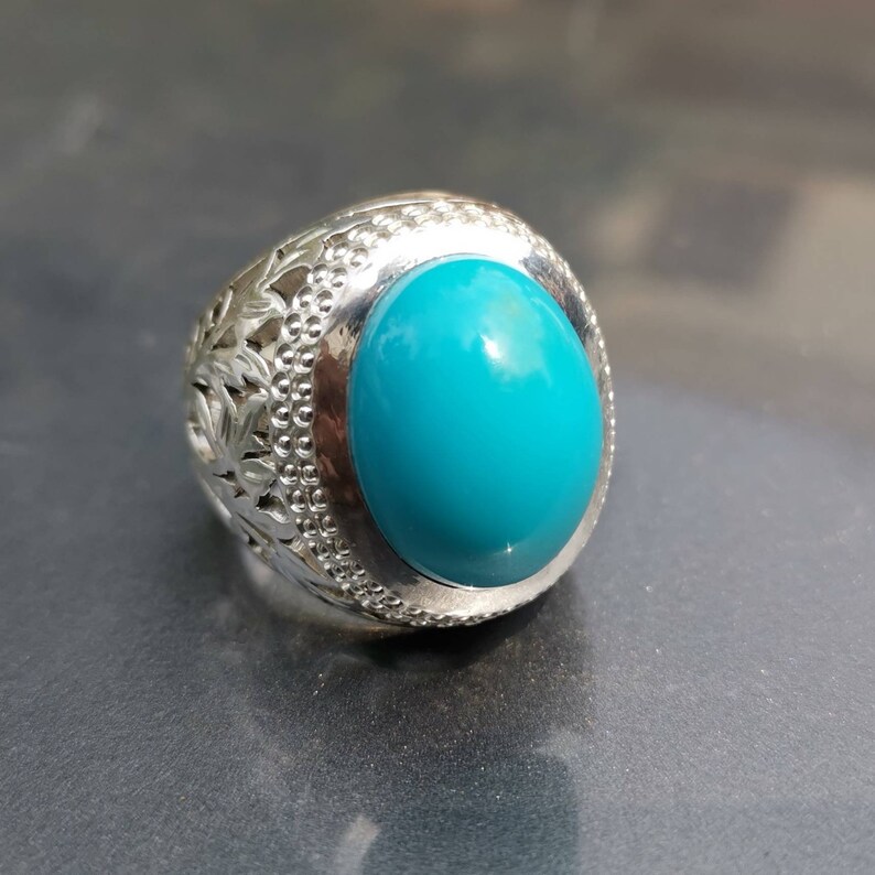 Natural feroza turquoise ring best quality feroza in the world | Etsy