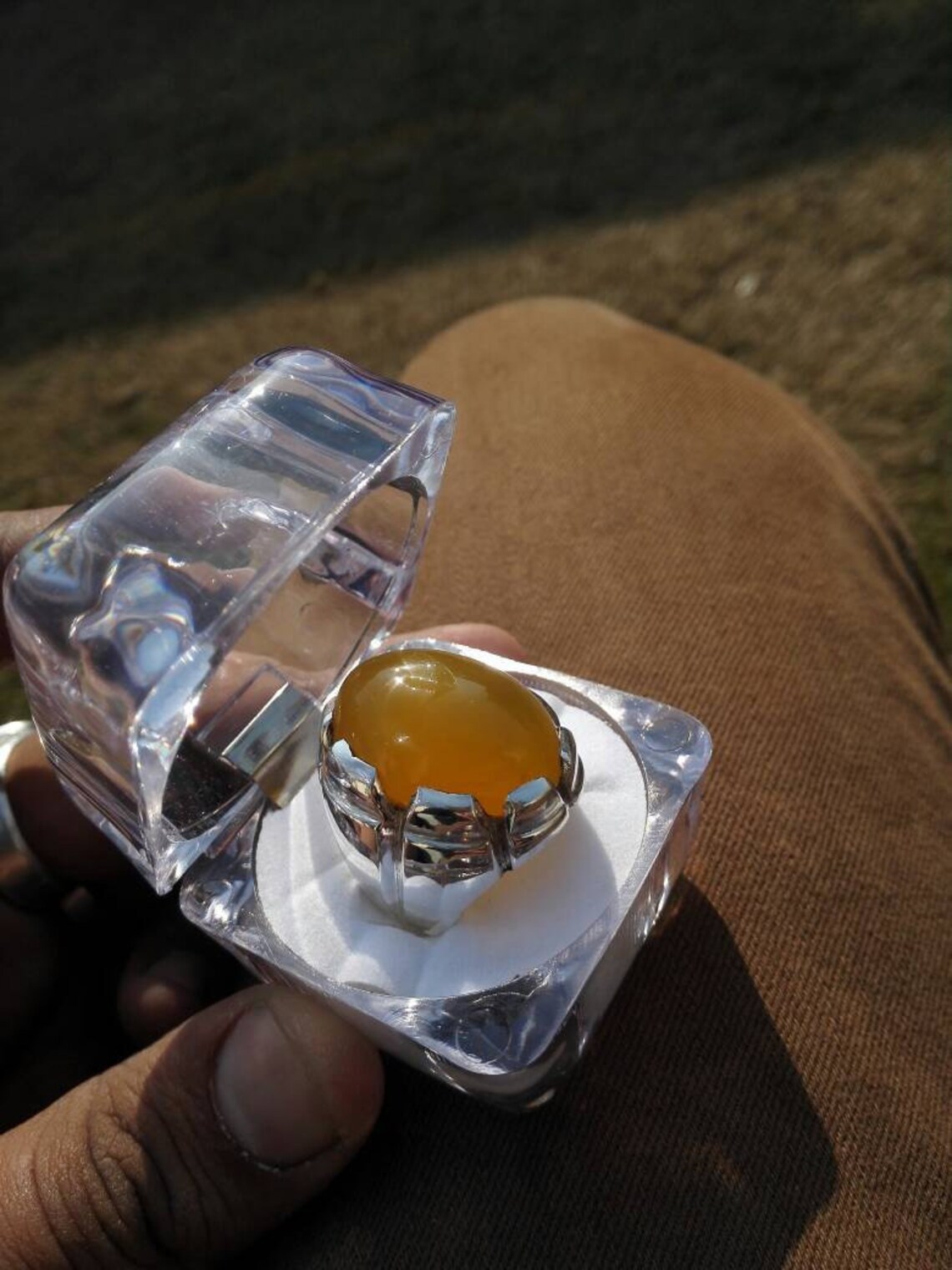 Yellow Aqeeq Agate Shia Ring Oval Shape Big Stone in Fine - Etsy