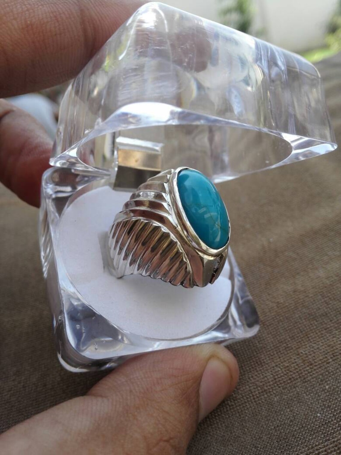 Feroza Ring Real Turquoise Unheated Original Dark Color - Etsy