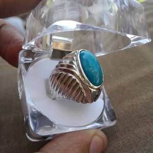 Feroza Ring Real Turquoise Unheated Original Dark Color - Etsy