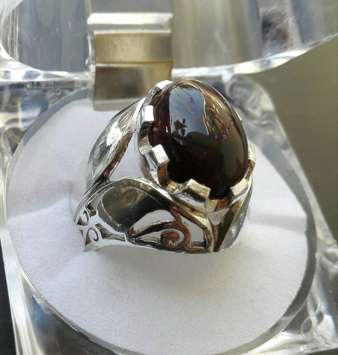 Agate Redish Chocolate Ring Resizable - Etsy