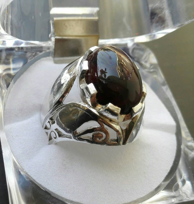 Agate Redish Chocolate Ring Resizable - Etsy