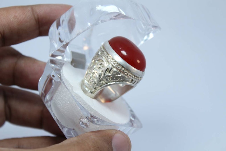 Blood Red Aqeeq/agate Akik Yamni Yamani Yemeni Ring Sterling - Etsy