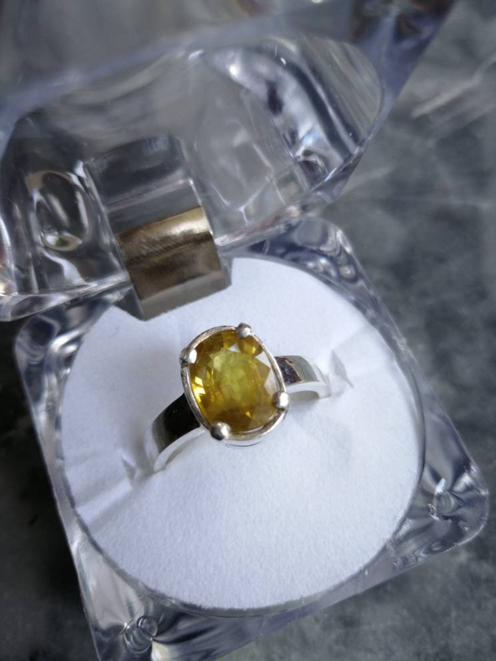 Brilliant Yellow Sapphire Pukhraj Silver Ring for Men and - Etsy