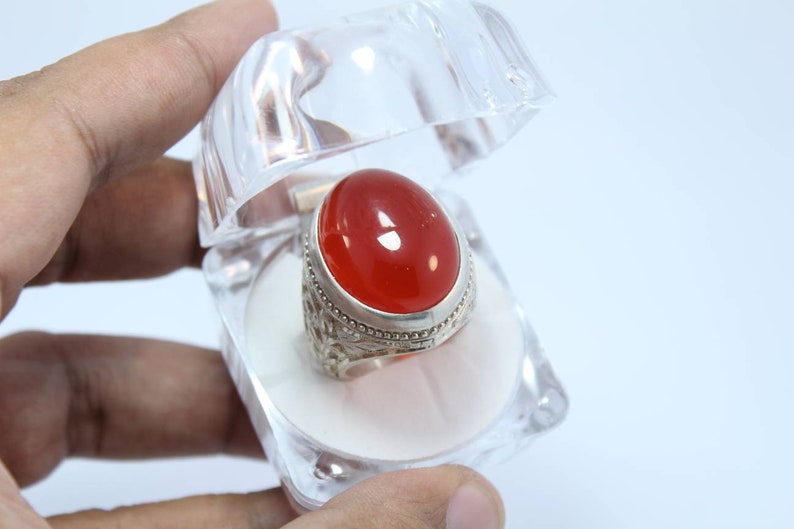 Blood Red Aqeeq/agate Akik Yamni Yamani Yemeni Ring Sterling - Etsy