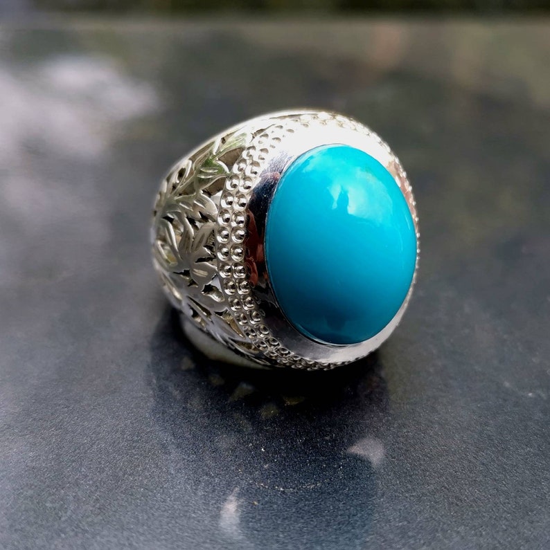 Natural feroza turquoise ring best quality feroza in the world | Etsy