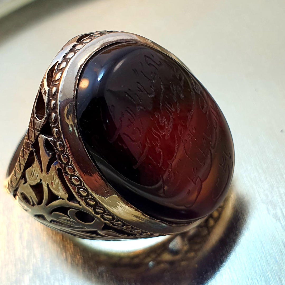Blood Red Aqeeq/agate Akik Yamni Yamani Yemeni Ring Sterling Silver ...