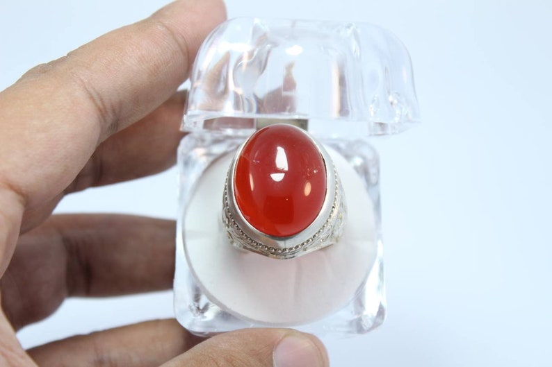 Blood Red Aqeeq/agate Akik Yamni Yamani Yemeni Ring Sterling - Etsy