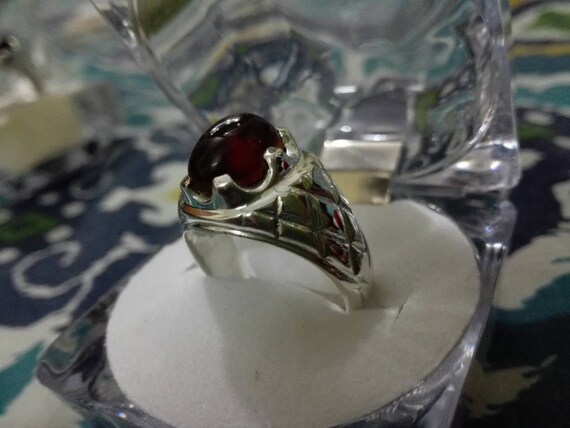 Mens Black Real Aqeeq/ agate ring Sterling Silver 925 Unheated | Etsy