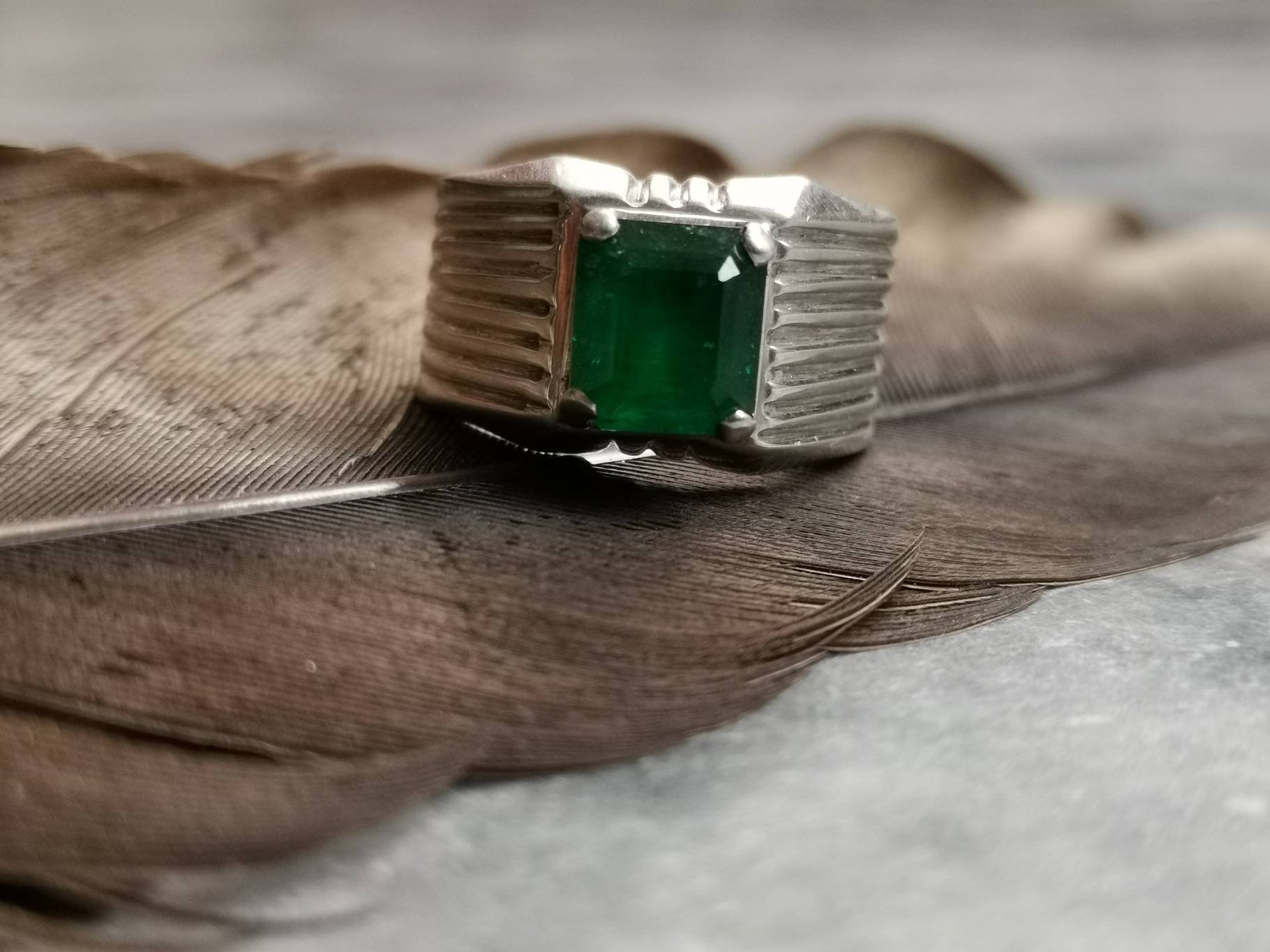 Natural Emerald Ring Dark Green Pyramid Ring Masonic 4.5 Cts | Etsy