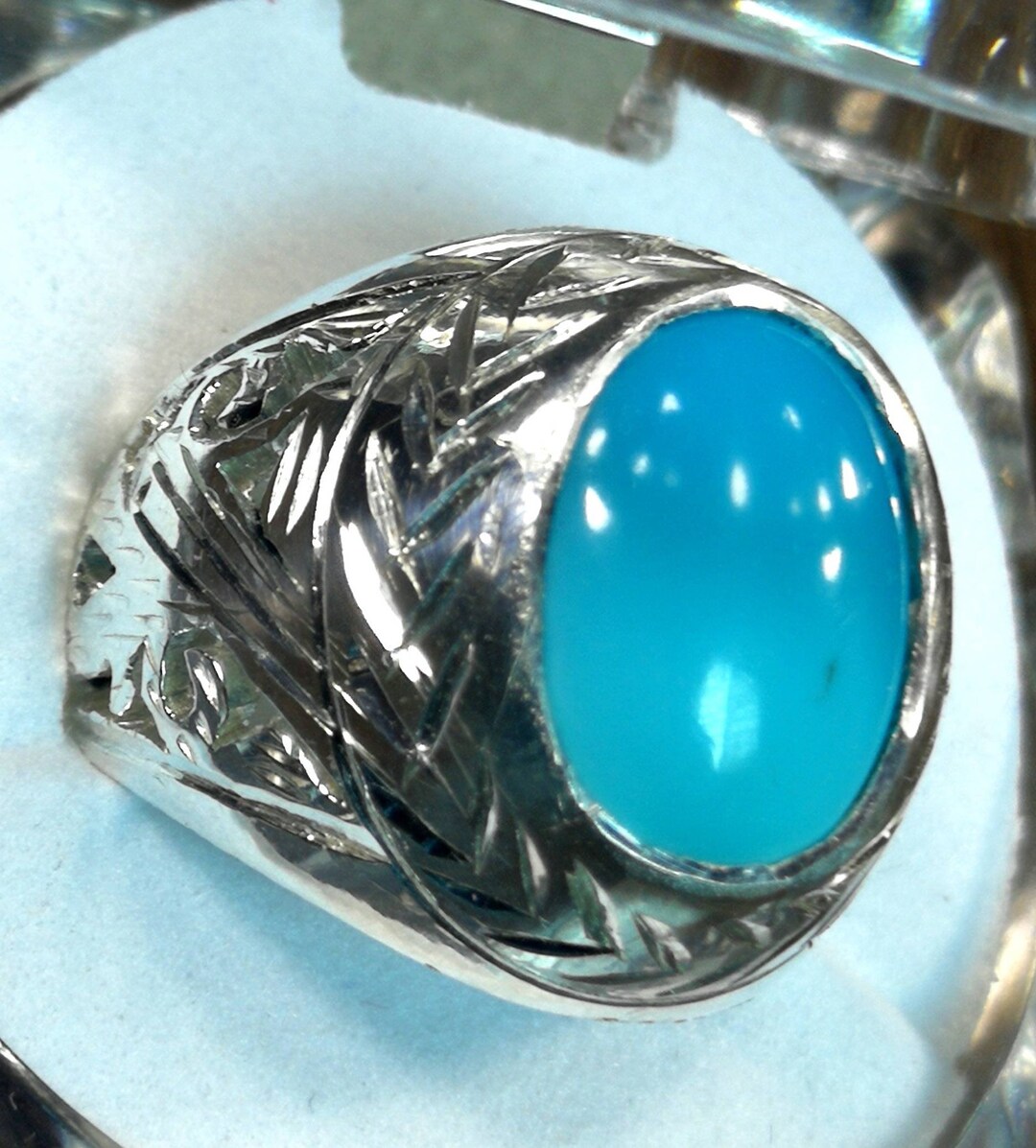 Natural Sky Blue Clean Feroza Turquoise Ring Best Quality Feroza in the ...