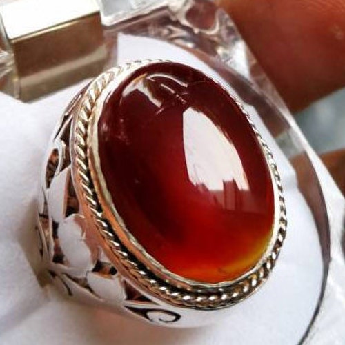 Blood Red Aqeeq/agate Akik Yamni Yamani Yemeni Ring Sterling - Etsy