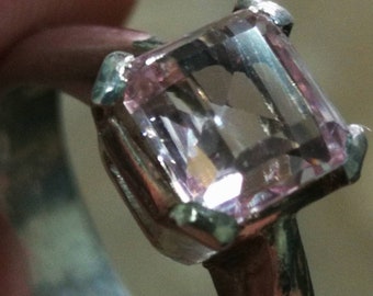 Emerald Cut Pink Imperial Topaz Ring | Etsy