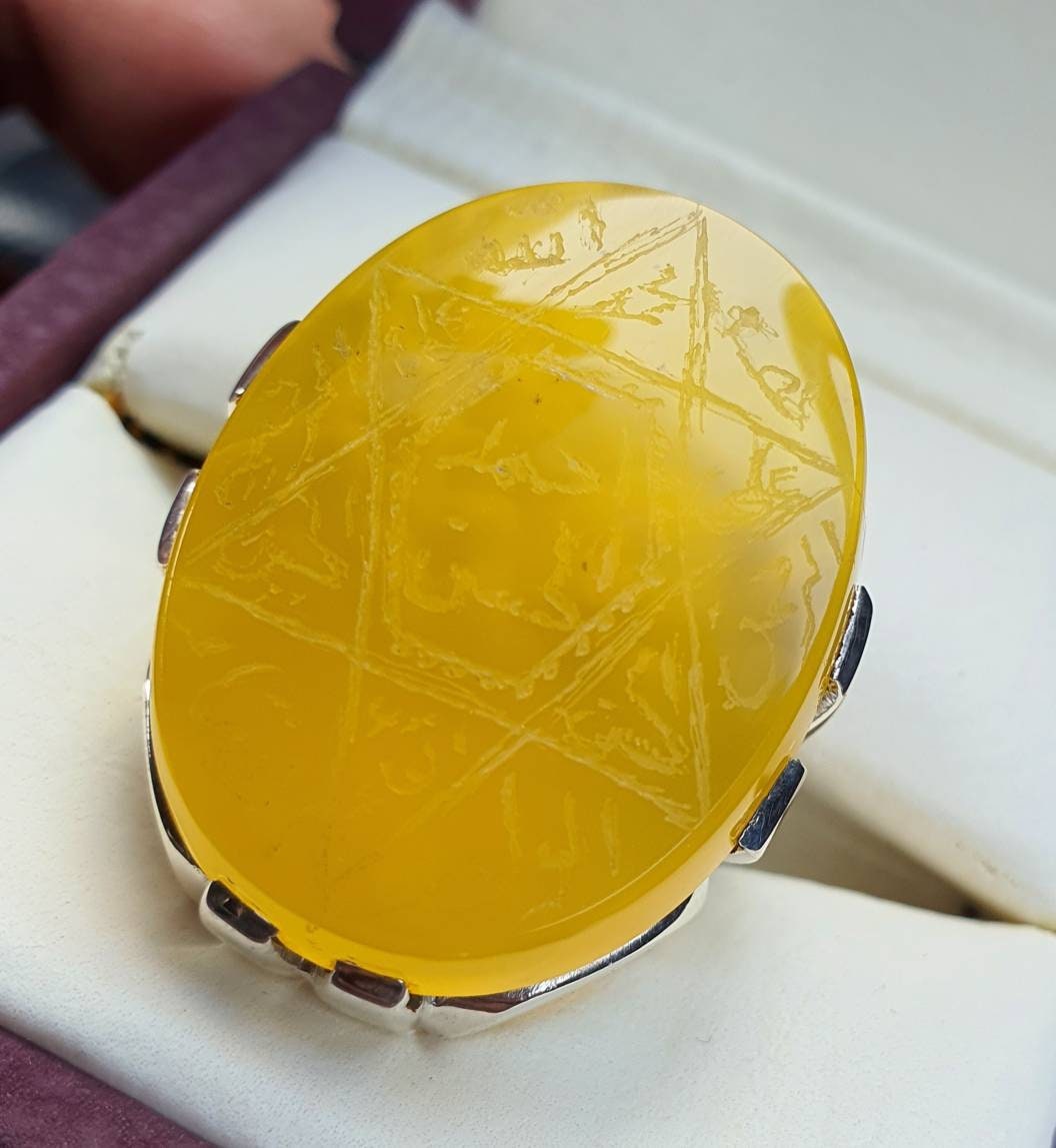 Yellow Aqeeq Ring for Men Special Amulet Seal of Imam Raza - Etsy Singapore