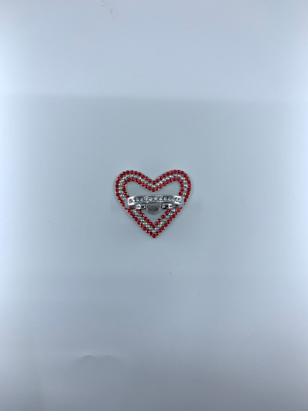 Handmade Clear Heart Phone Ring Stand. Ring is Silver, Has Rhinestones ...