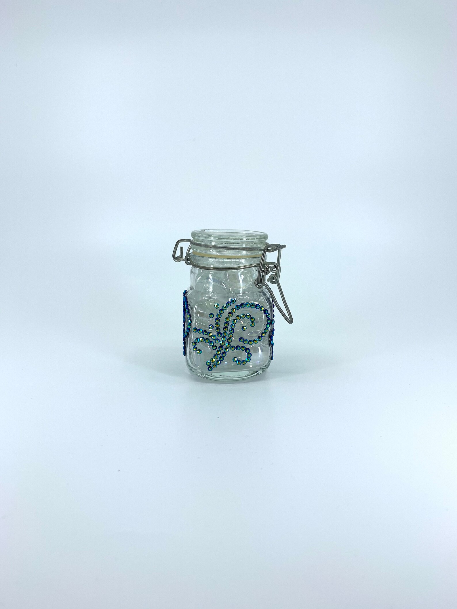 Airtight Glass Storage Jar, Clasp Lid. AB Black Diamond Dotz. Jar Has ...