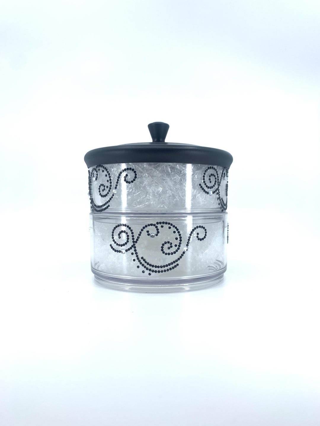 Double Plastic Storage Container, One Black Lid. Black & Silver ...