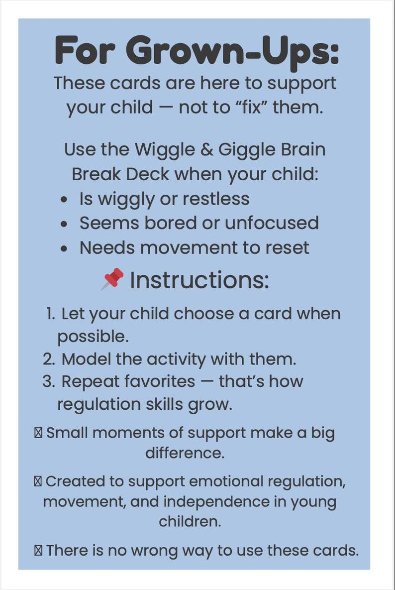 Wiggle & Giggle Brain Break Cards - Etsy
