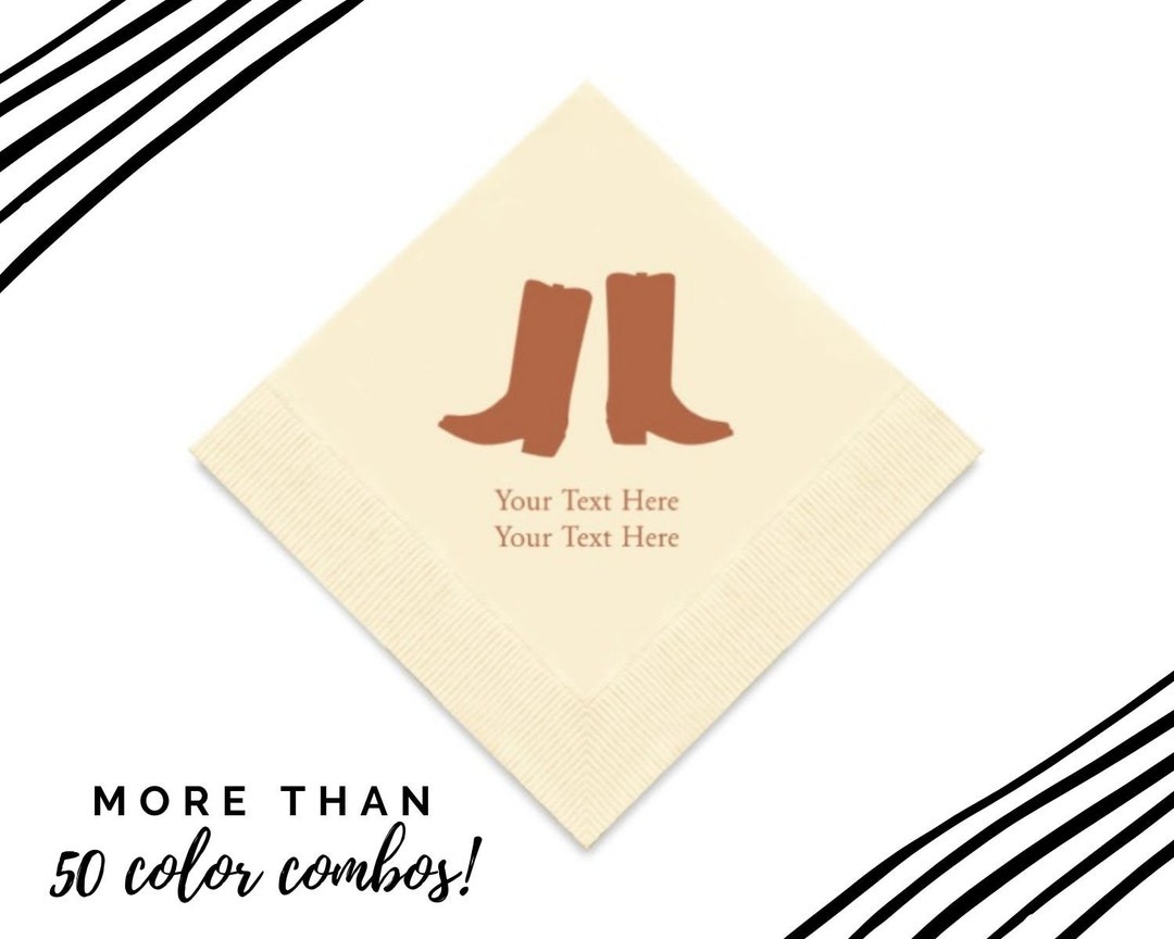 Cowboy Boots Print Napkins 50 Paper Napkins Country Wedding Napkins ...