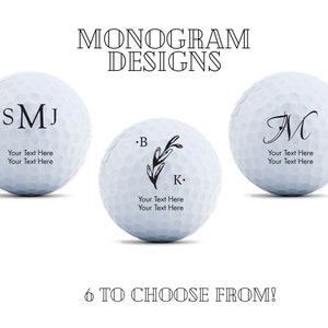 Custom Monogram Golf Balls - 6 Designs to Choose From - Personalized ...