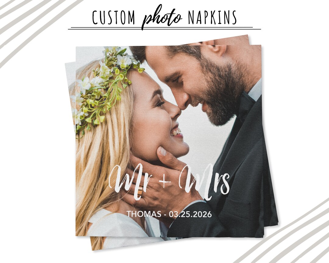 Custom Wedding Napkins - Personalized Photo Wedding Napkins - Photo ...
