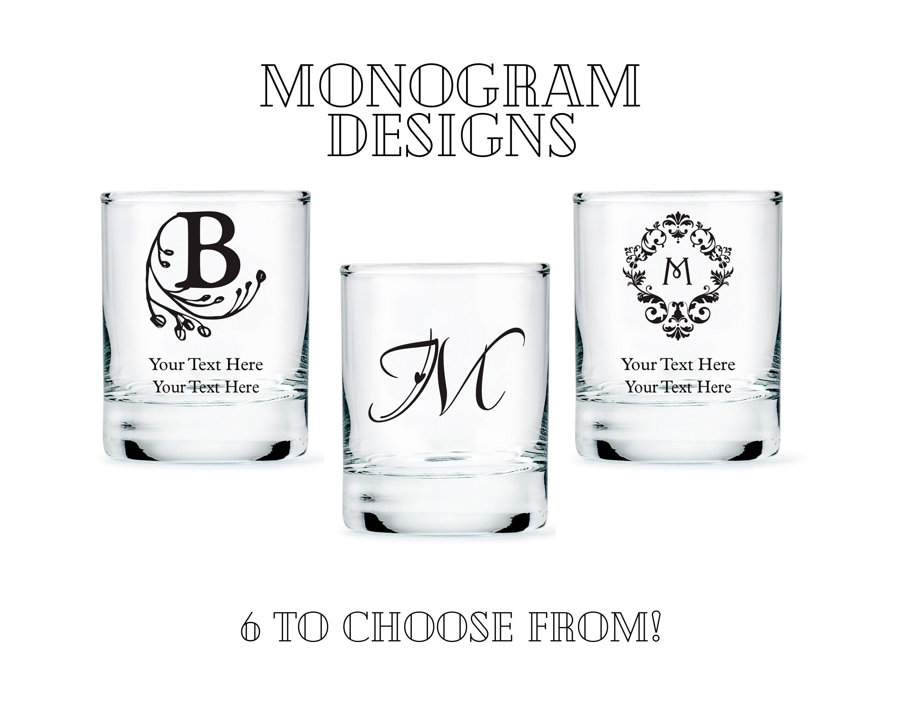 Custom Monogram Shot Glasses 6 Designs to Choose From | Etsy