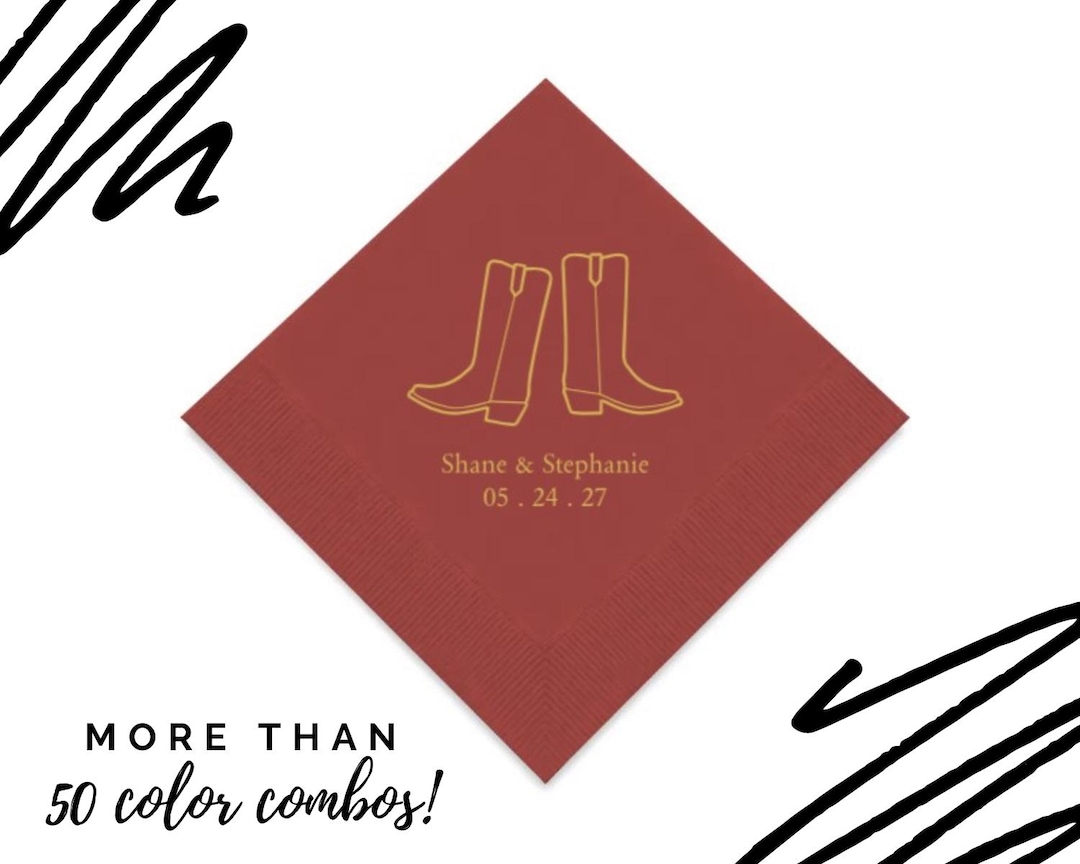 Cowboy Boots Print Napkins - 50 Paper Napkins - Country Wedding Napkins ...