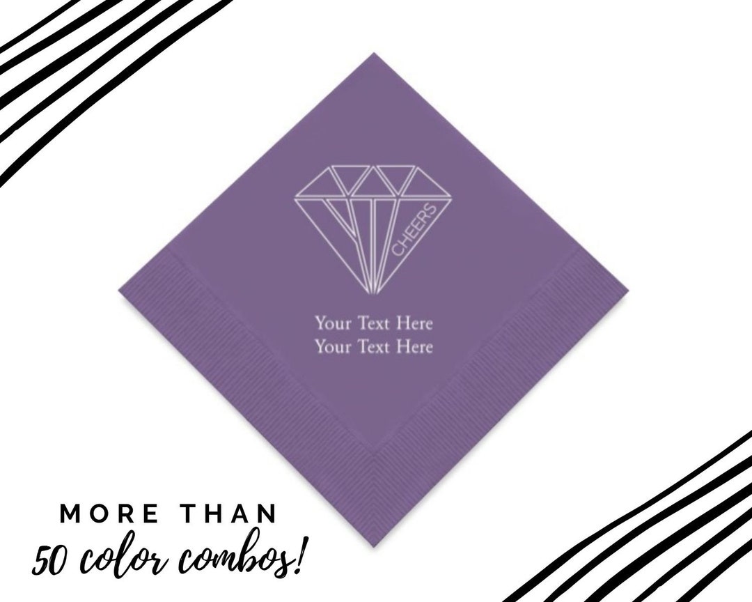 Cheers Diamond Napkins - 50 Set Custom Cocktail Paper Napkins ...