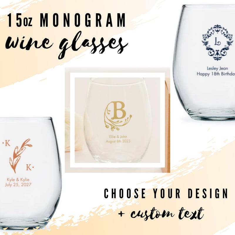 Monogrammed Glasses - Etsy