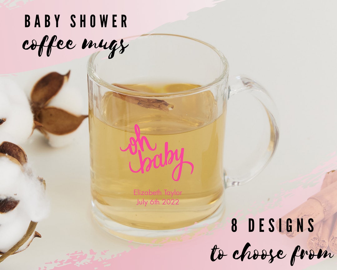 Custom Baby Shower Glass Mugs - 8 Designs to Choose From - Personalized ...