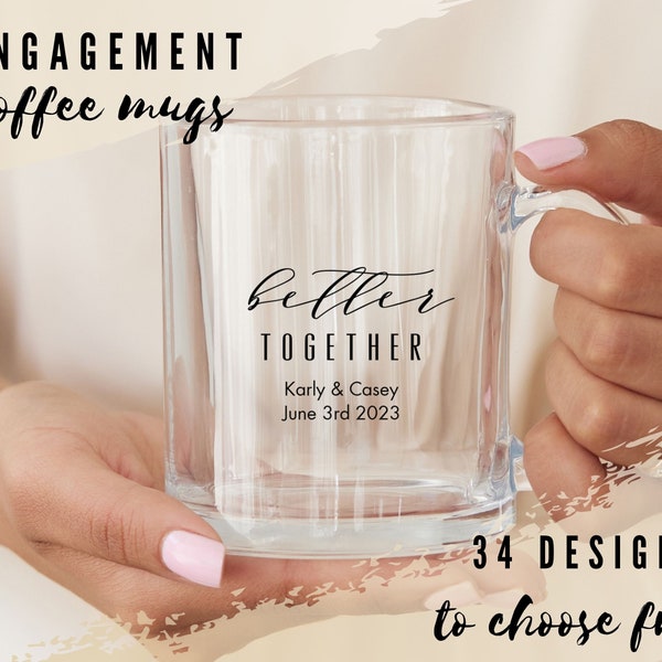 Engagement Coffee Glass Mugs - Etsy