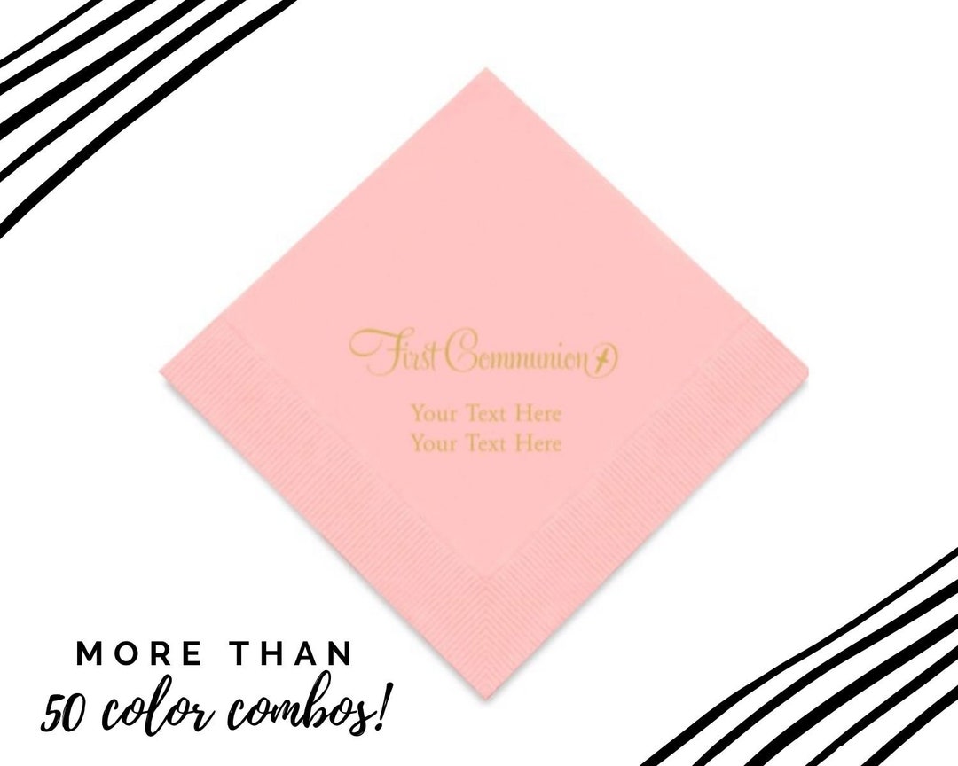 First Communion Personalized Napkins - Set of 50 Cocktail or Luncheon ...