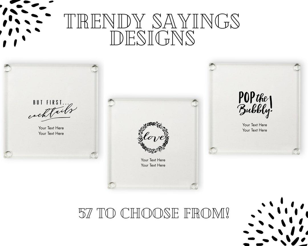 Custom Party Glass Coasters - 57 Designs to Choose From - Personalized ...