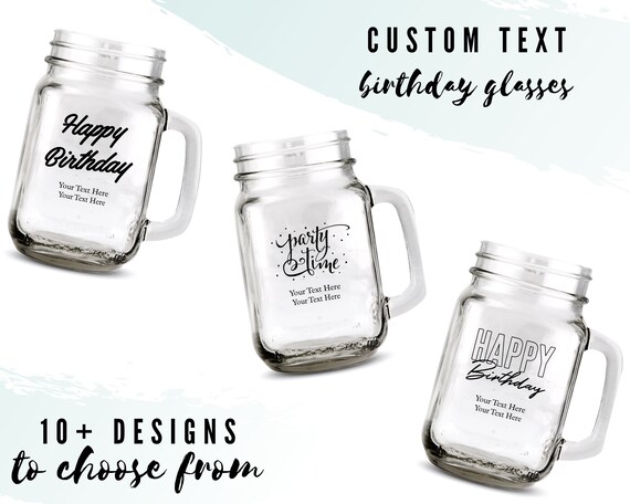 Custom Birthday Party Mason Drinking Jars 12 Designs to - Etsy