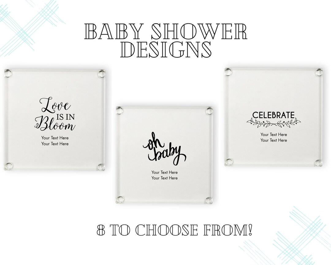 Custom Baby Shower Glass Coasters - 8 Designs to Choose From ...
