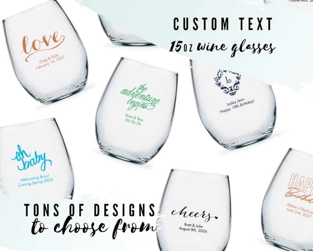Personalized Large Wine Glasses - Custom Glassware - Wedding Wine ...
