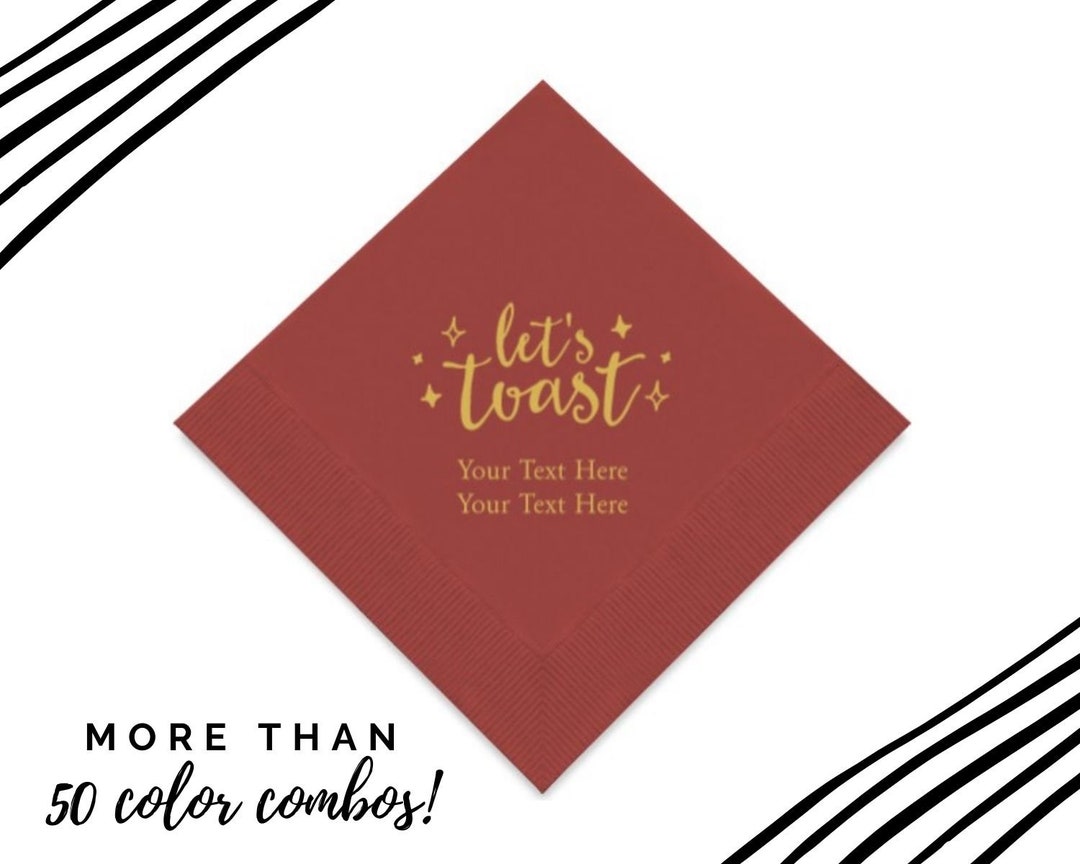 Let's Toast Printed Napkins - Engagement Party - Birthday Party ...