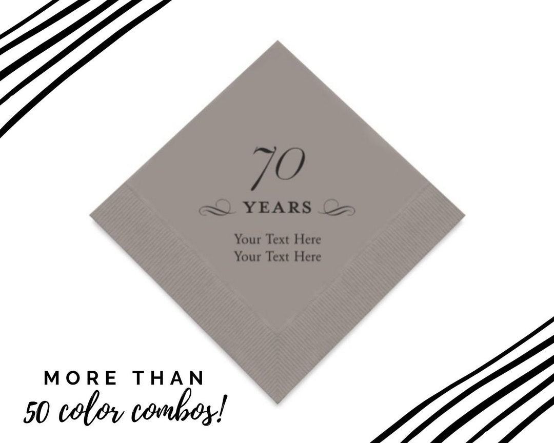 70 Years Design Personalized Napkins - 70th Birthday Party - 70th ...