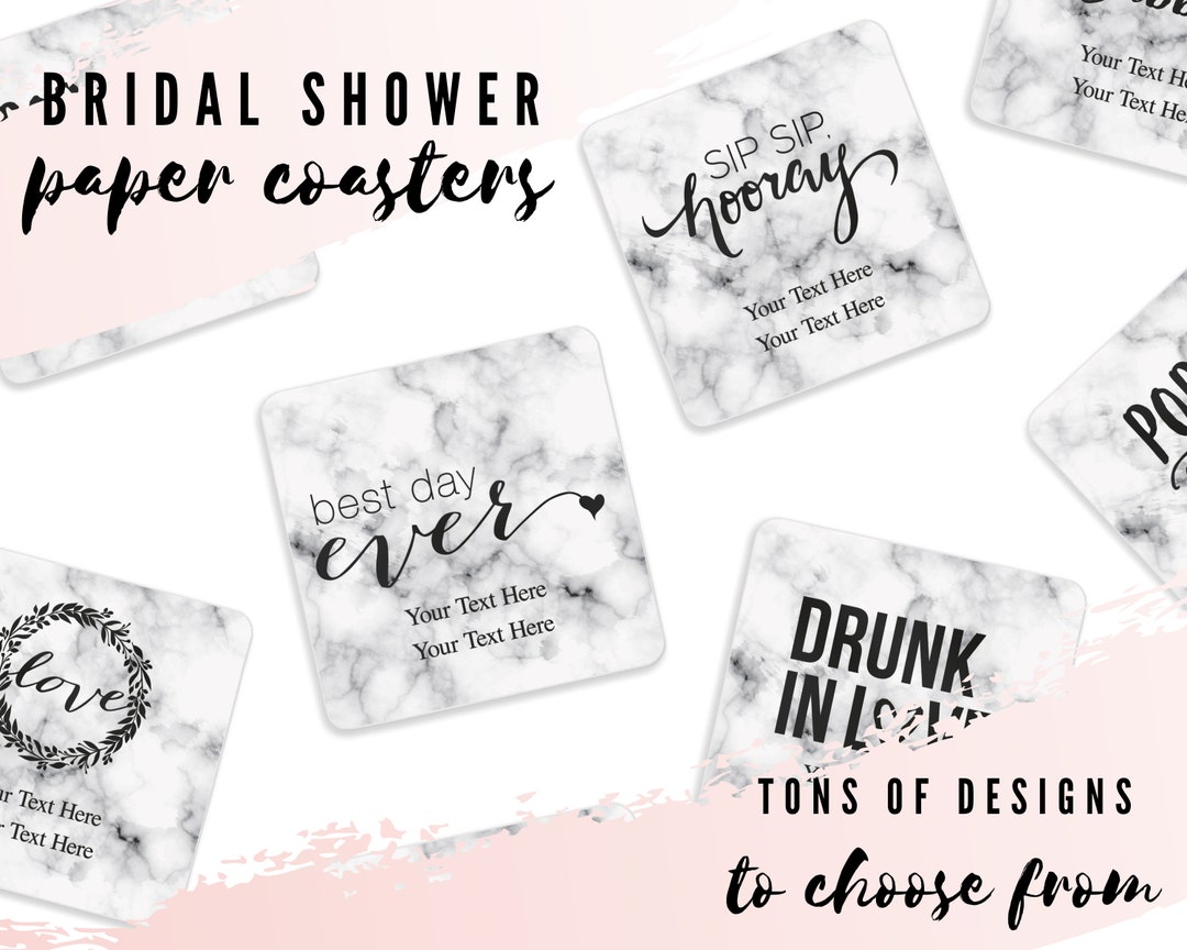 White Bridal Shower Paper Coasters - Tons of Designs to Pick From ...