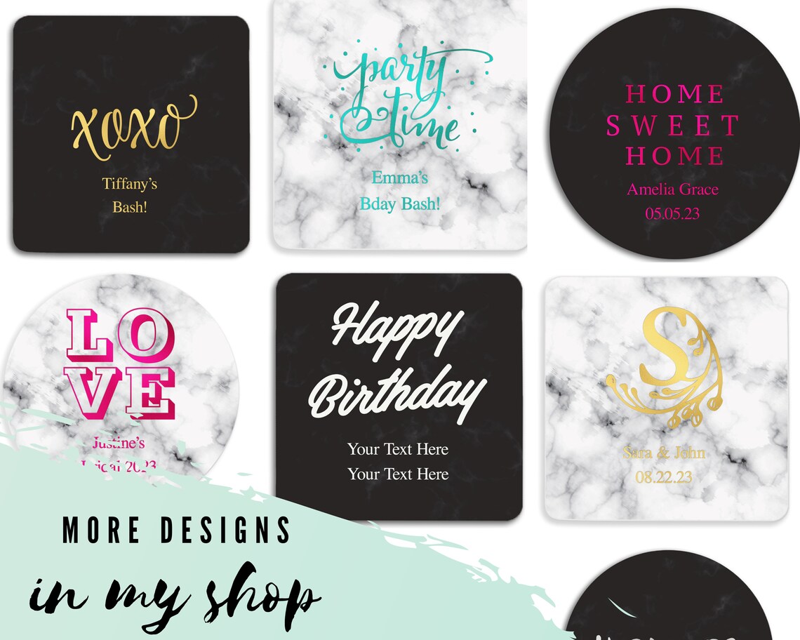 Round Bridal Shower Paper Coasters - Tons of Designs to Pick From ...
