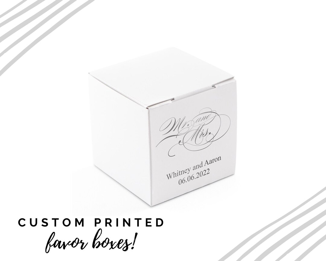 Custom Script Mr & Mrs Printed Favor Boxes - Personalized Favor Boxes ...