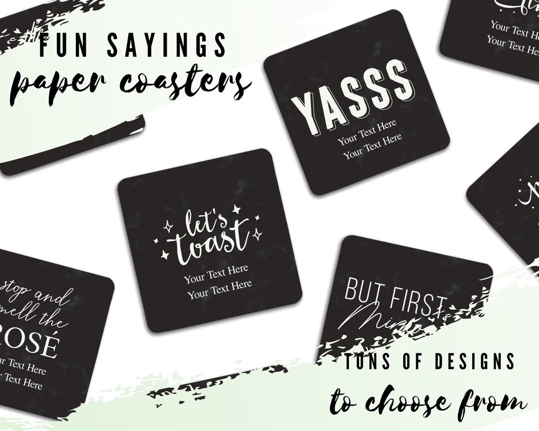 Custom Party Black Square Coasters - Tons of Designs - Personalized ...