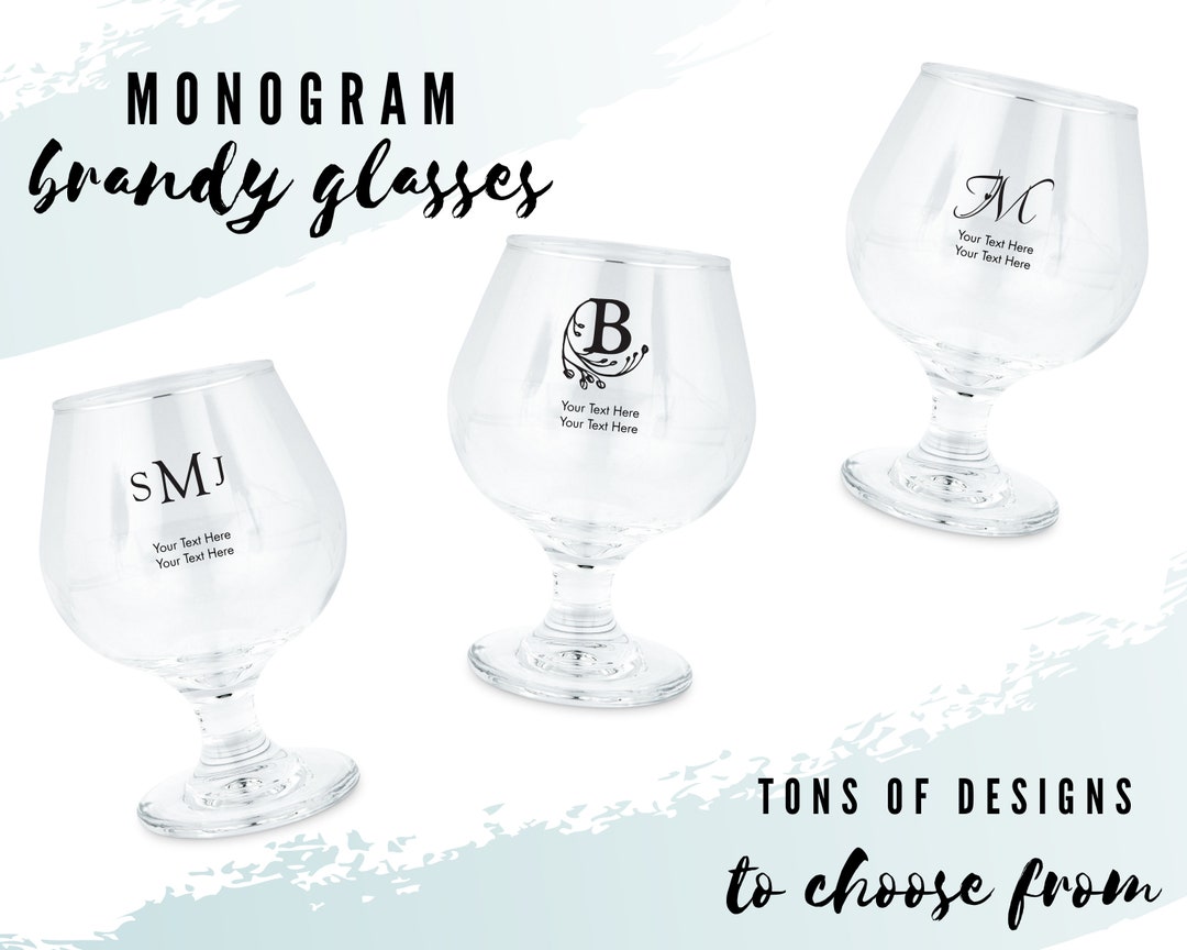 Custom Monogram Brandy Glass - 6 Designs to Pick From - Personalized ...