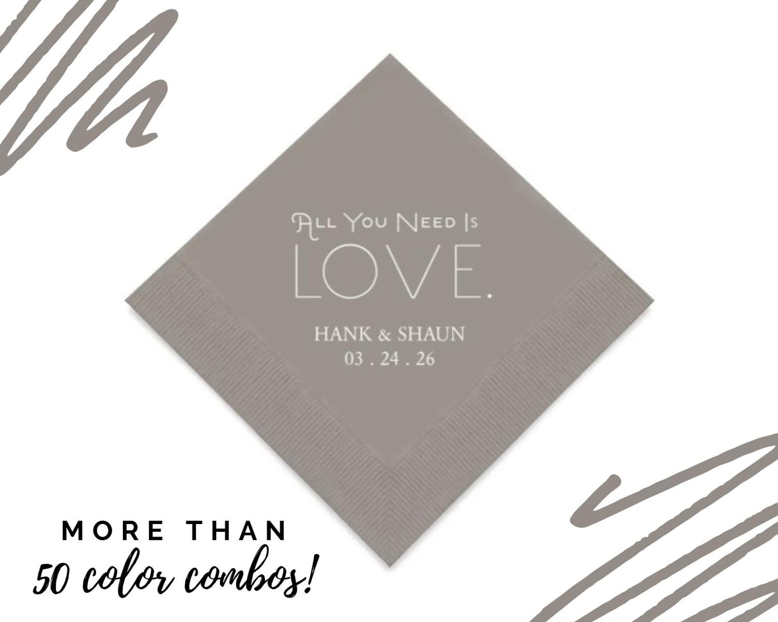 Love Quote Napkins in Set of 50 - Paper Napkin - Custom Printed Napkins ...