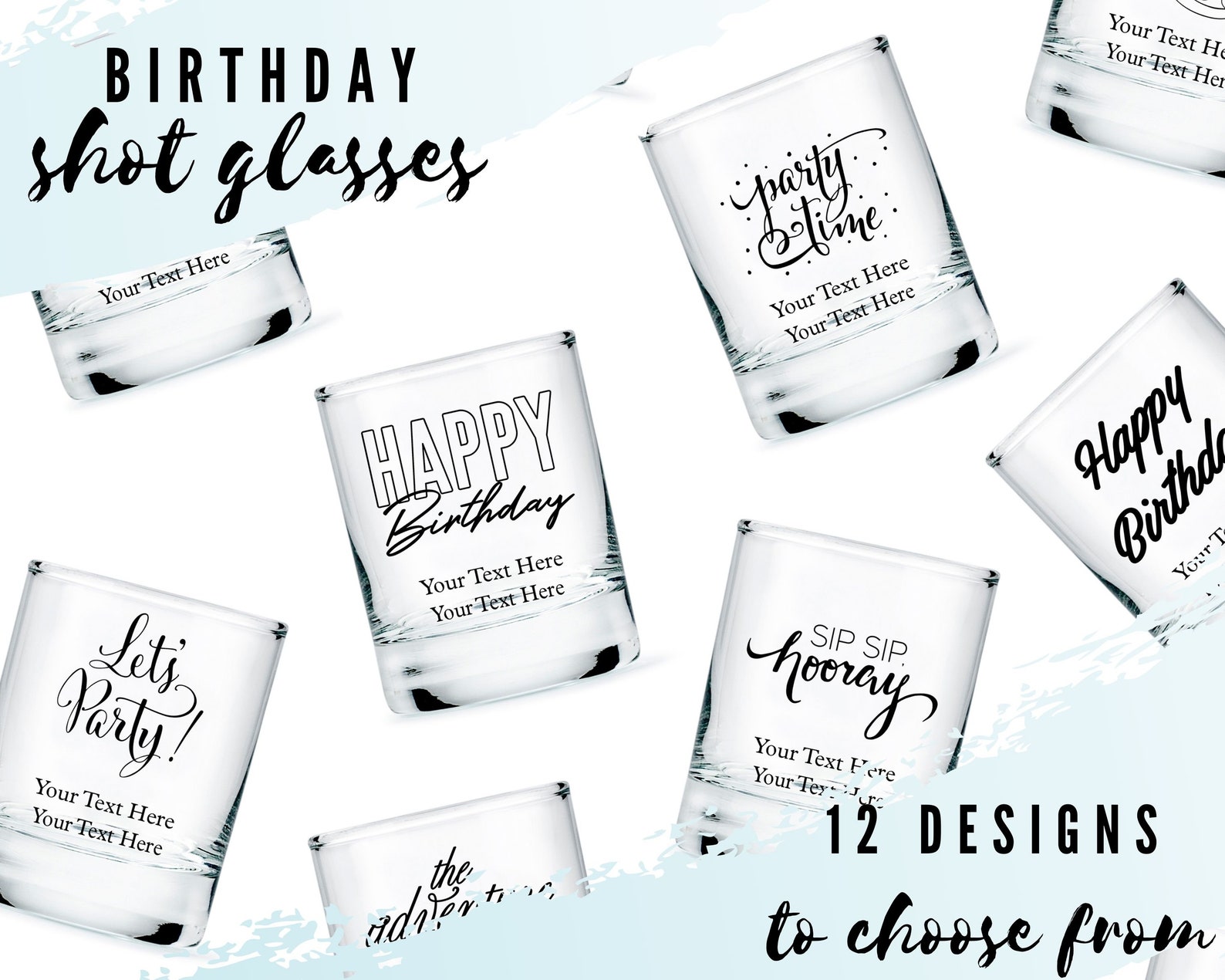 Custom Birthday Party Shot Glasses 12 Designs to Choose From - Etsy